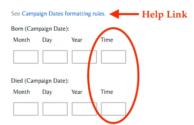 Time Field on Campaign Dates